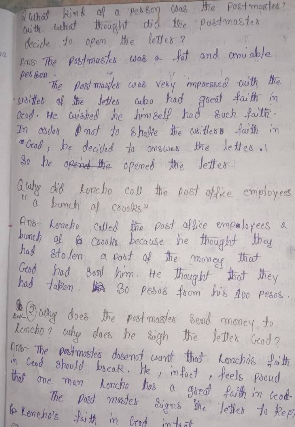 QWhat kind of a person was the postmaster? with what thought did the past..