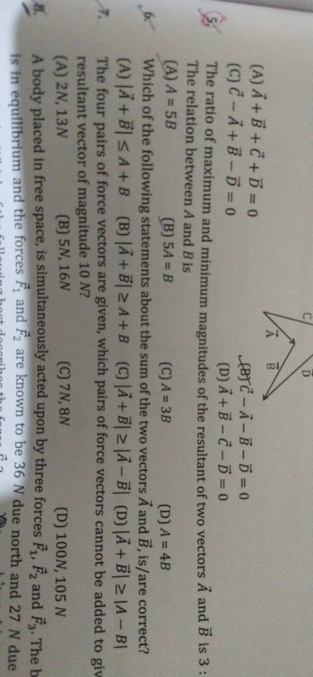 The ratio of maximum and minimum magnitudes of the resultant of two vecto..