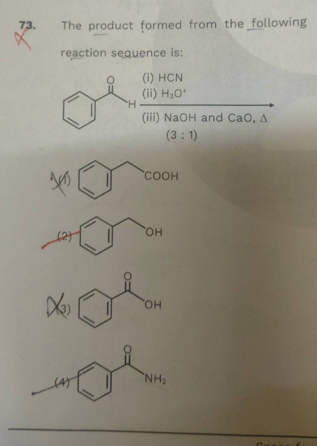 73. The product formed from the following reaction sequence is: (i) HCN