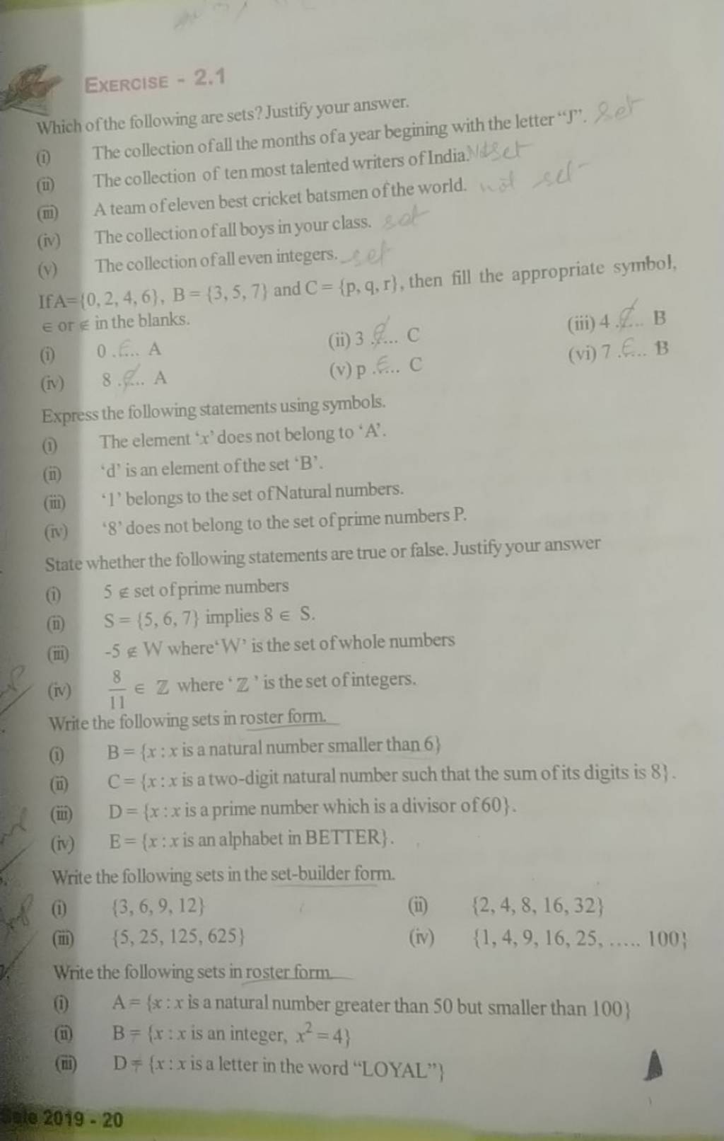 Express The Following Statements Using Symbols Filo