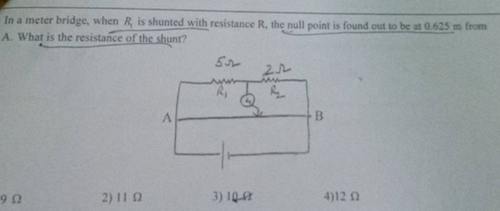 In a meter bridge, when R1 , is shunted with resistance R, the null point..