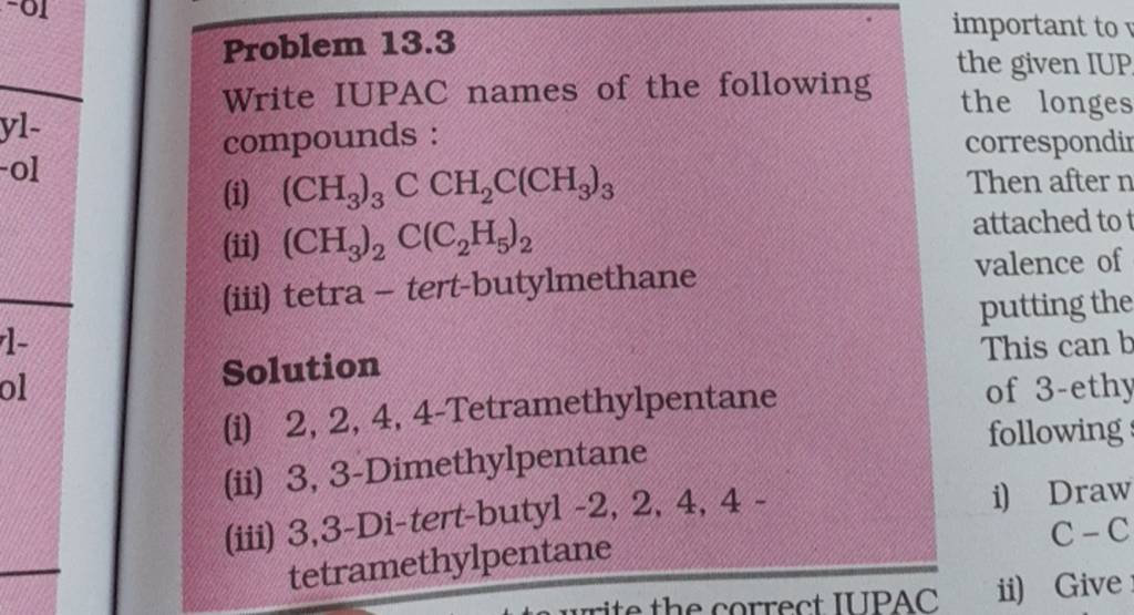 Problem 13.3 important to Write IUPAC names of the following compounds Problem 13.3 important to Write IUPAC names of the following compounds