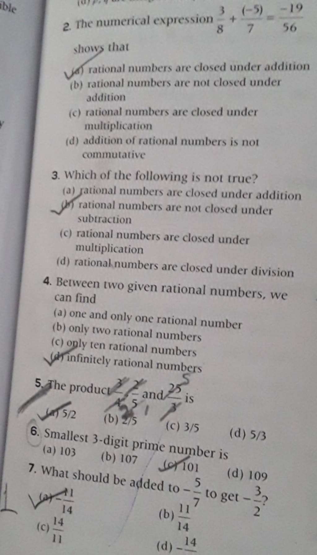 Rational Numbers Are Not Closed Under Subtraction Filo