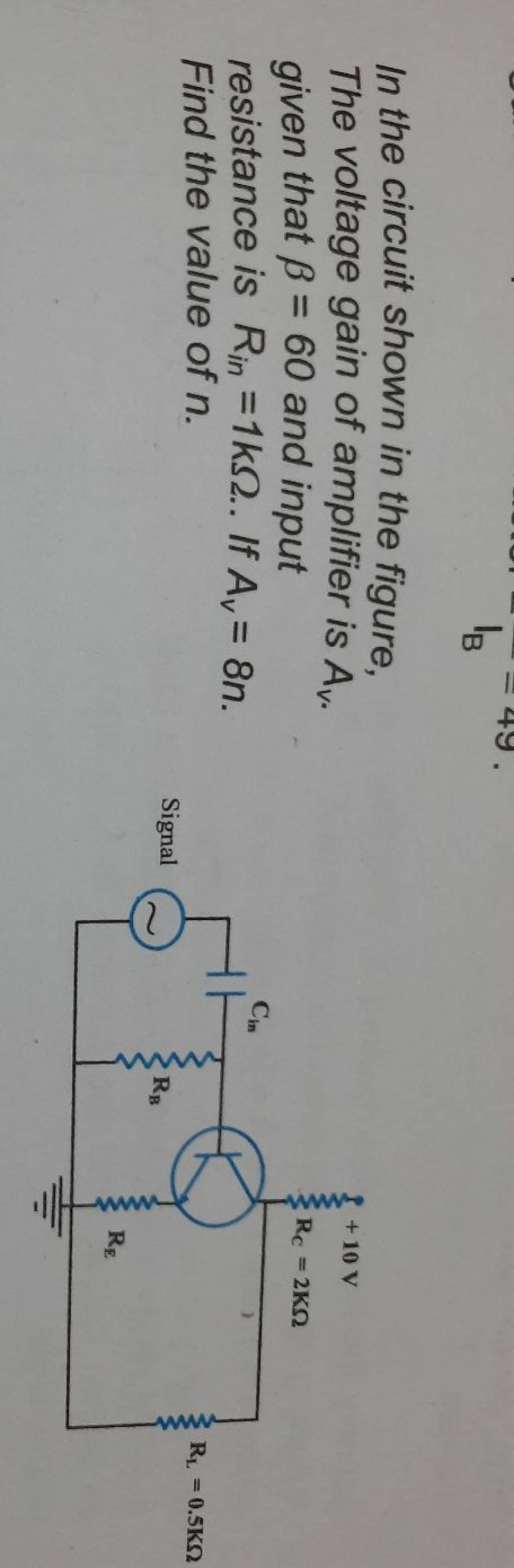 In the circuit shown in the figure, The voltage gain of amplifier is Av ...