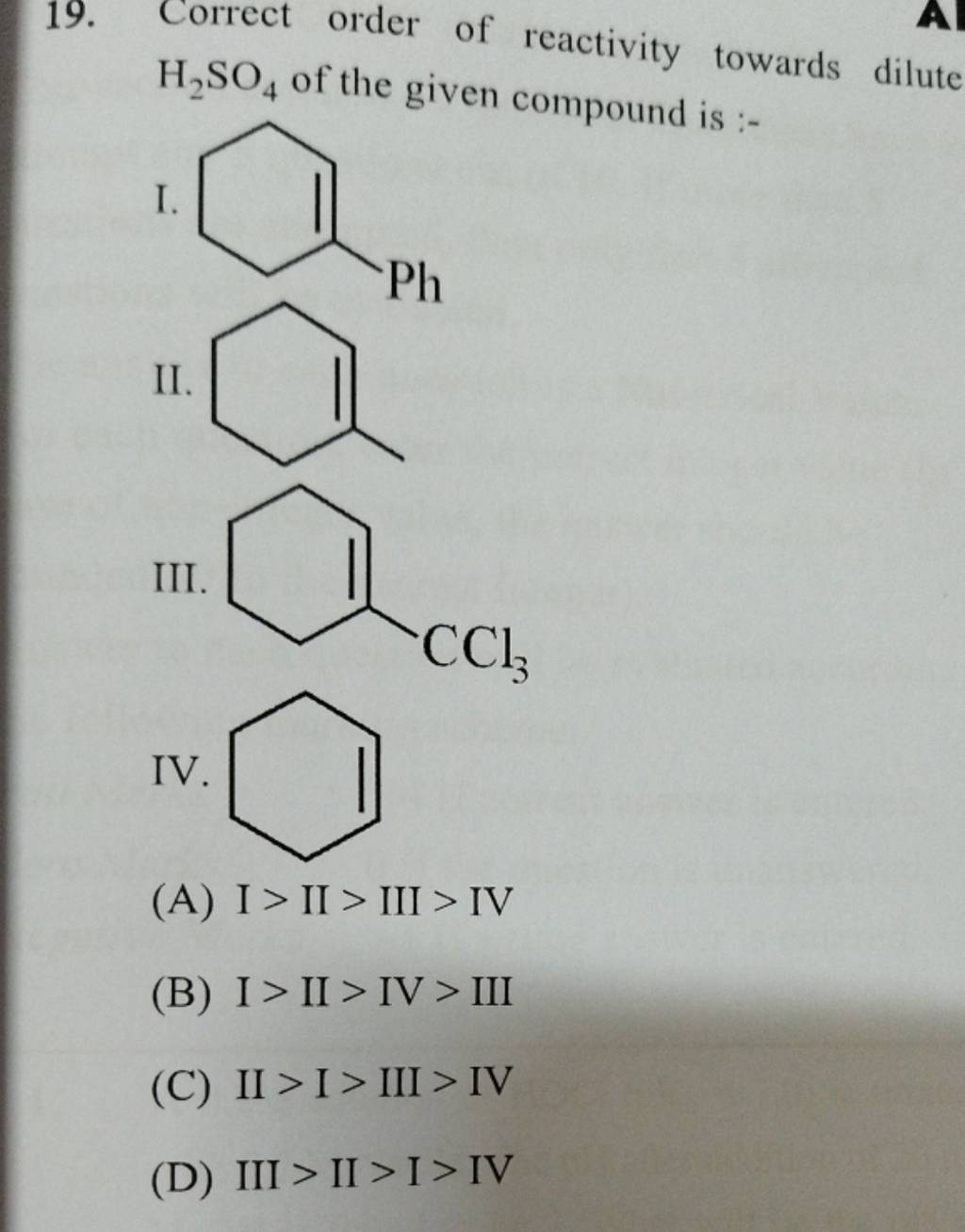 Correct Order Of Reactivity Towards Dilute H2 So4 Of The Given Compound