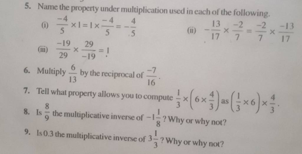 5 Name The Property Under Multiplication Used In Each Of The Following 5-name-the-property-under-multiplication-used-in-each-of-the-following