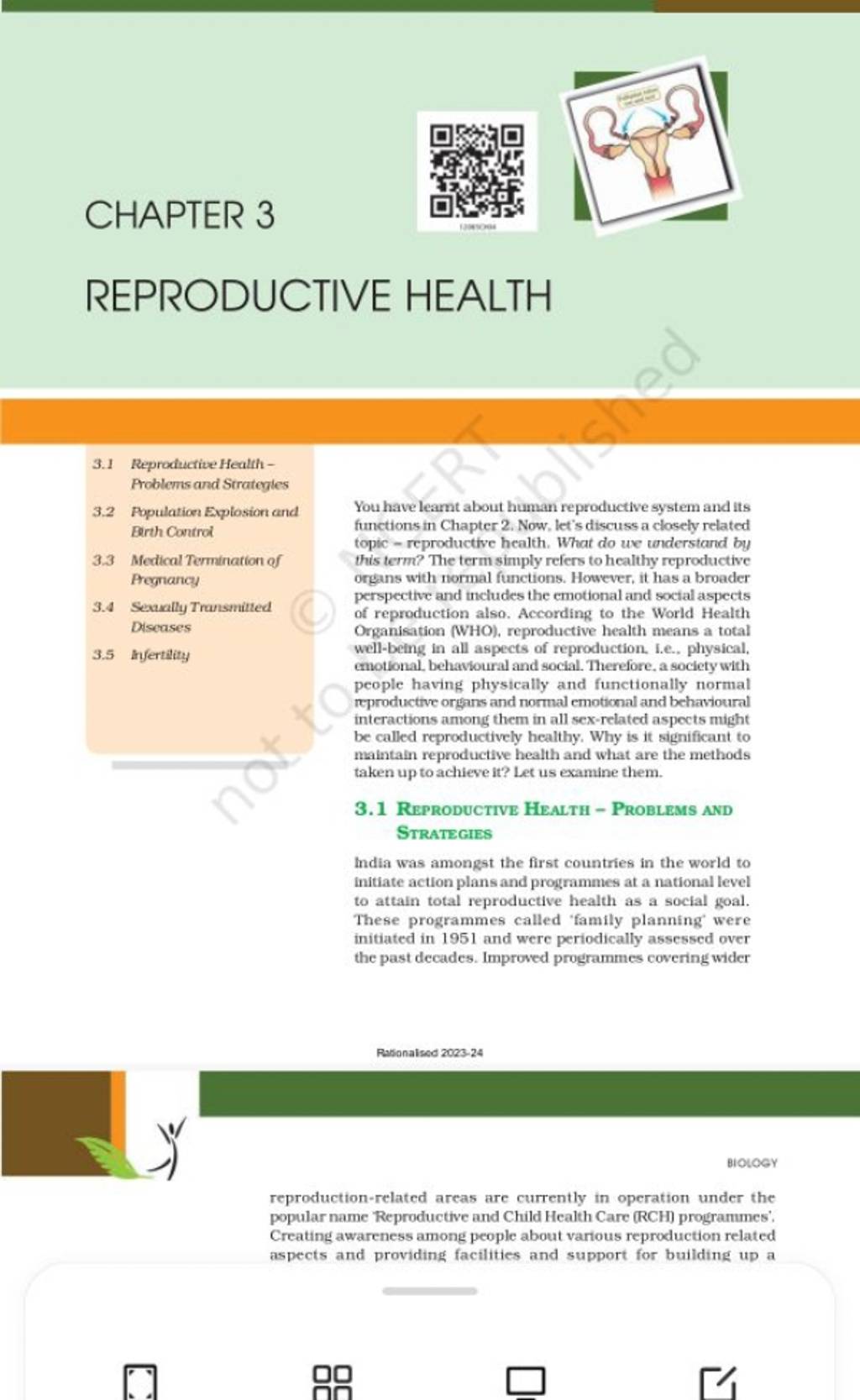 CHAPTER 3 REPRODUCTIVE HEALTH 3.1 Reproductive Health- Problems and Strat..