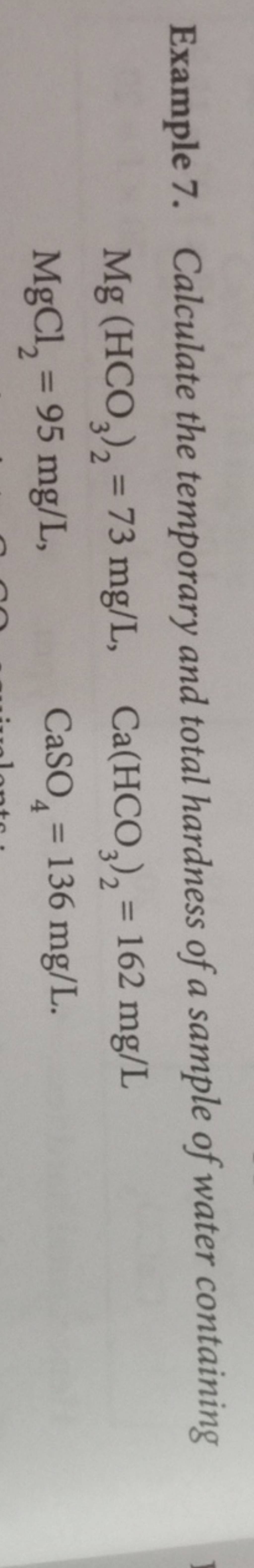 Example 7. Calculate the temporary and total hardness of a sample of wate..