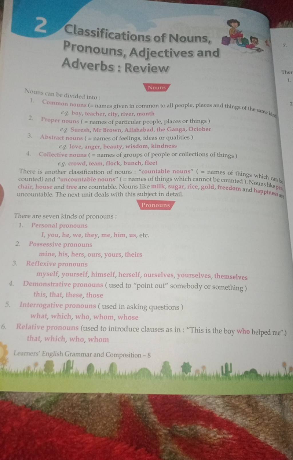 Classifications of Nouns, Pronouns, Adjectives and Adverbs : Review Nouns..