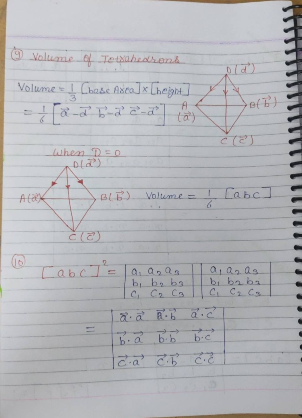 (9) Volume of Tetrahedrons \[ \begin{array}{l} \text { Volume } \left.=\f..