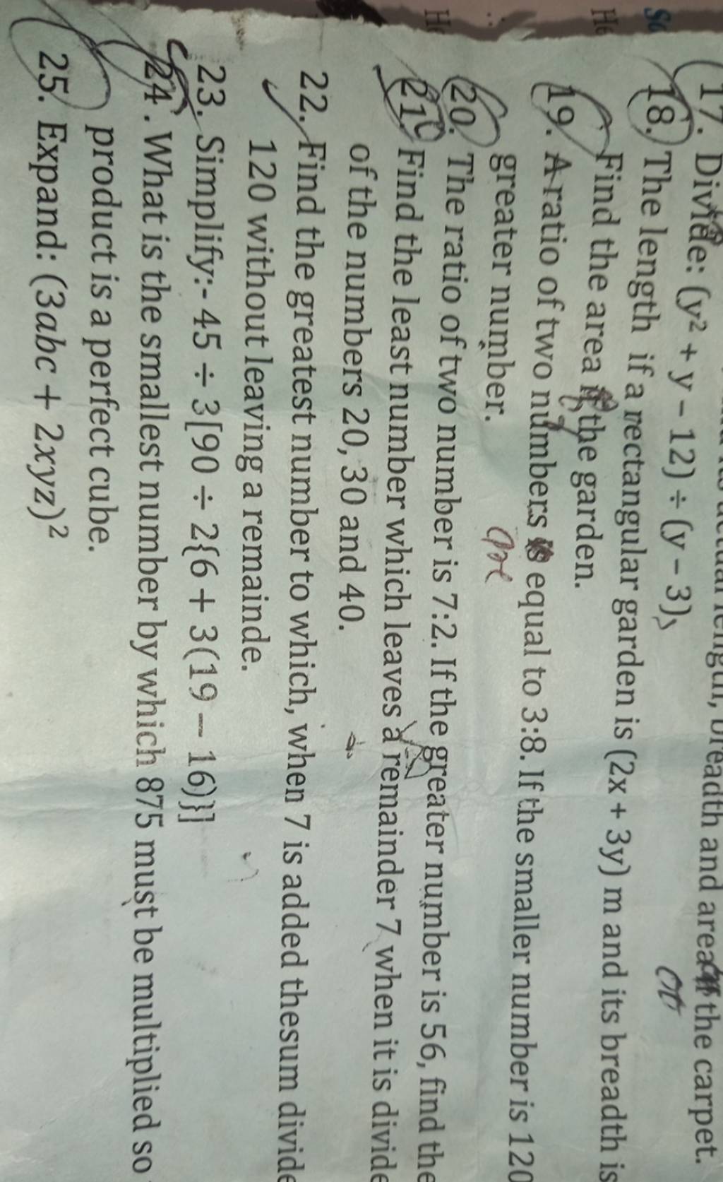(18. 18. The length if a rectangular garden is (2x+3y)m and its breadth i..