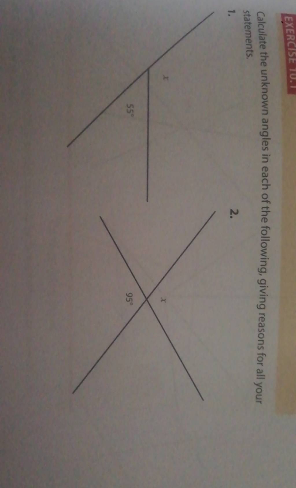 Calculate the unknown angles in each of the following, giving reasons for.. Calculate the unknown angles in each of the following, giving reasons for..