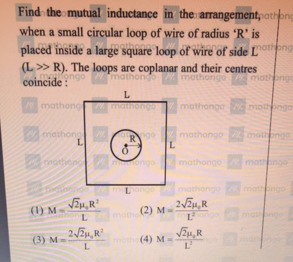 Find the mutual inductance in the arrangement, athpon when a small circul..