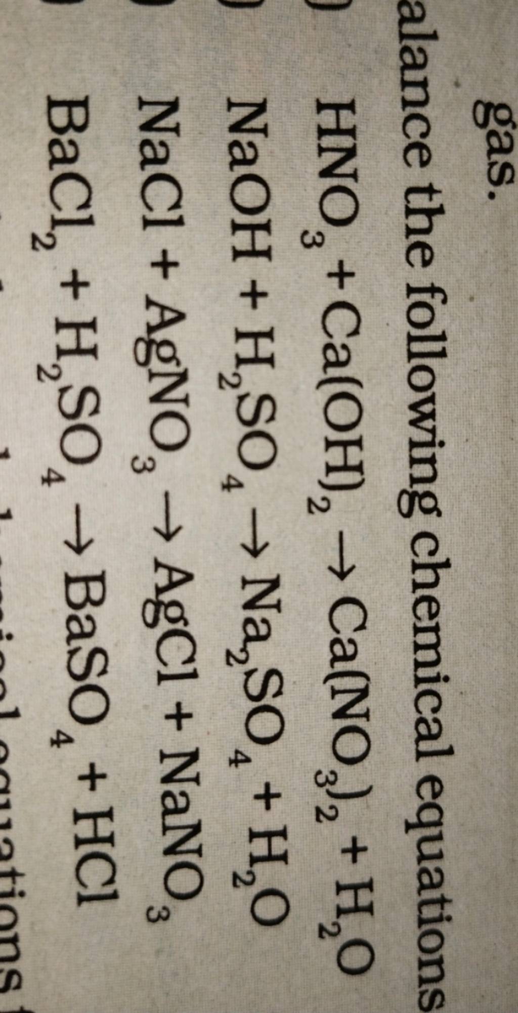 alance the following chemical equations HNO3 +Ca(OH)2 →Ca(NO3 )2 +H2 ONaO..