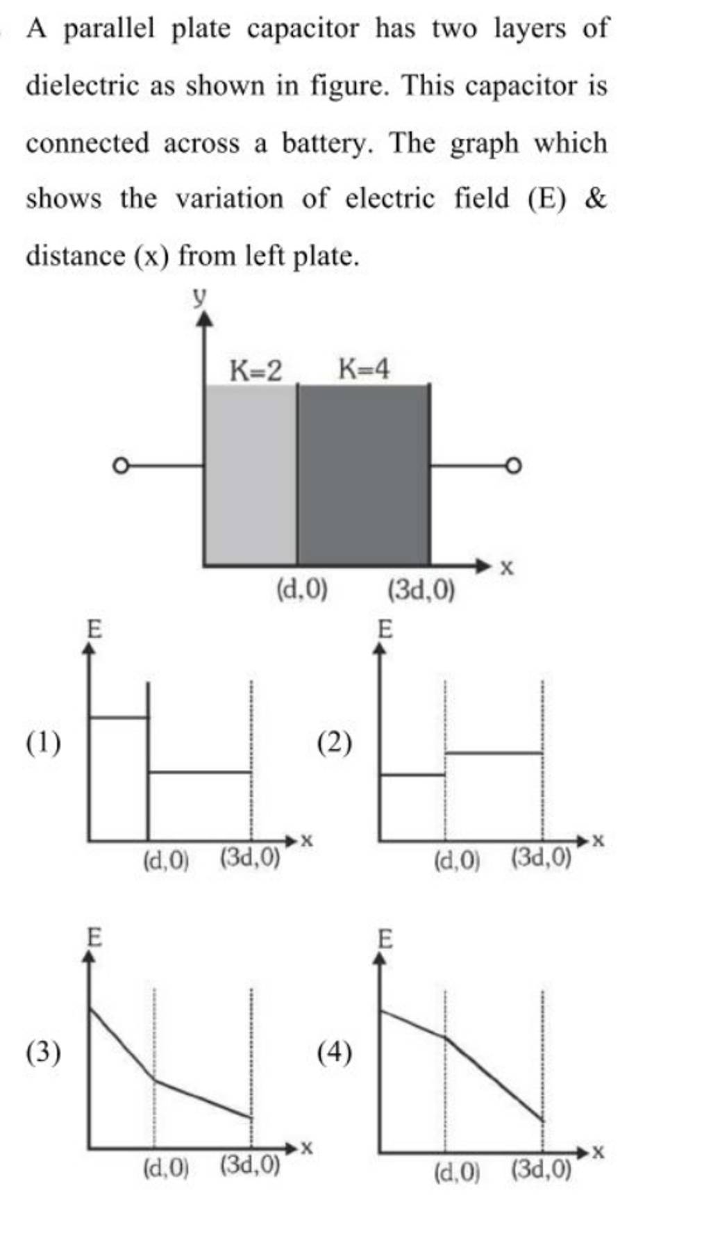 A Parallel Plate Capacitor Has Two Layers Of Dielectric As Shown In Figur