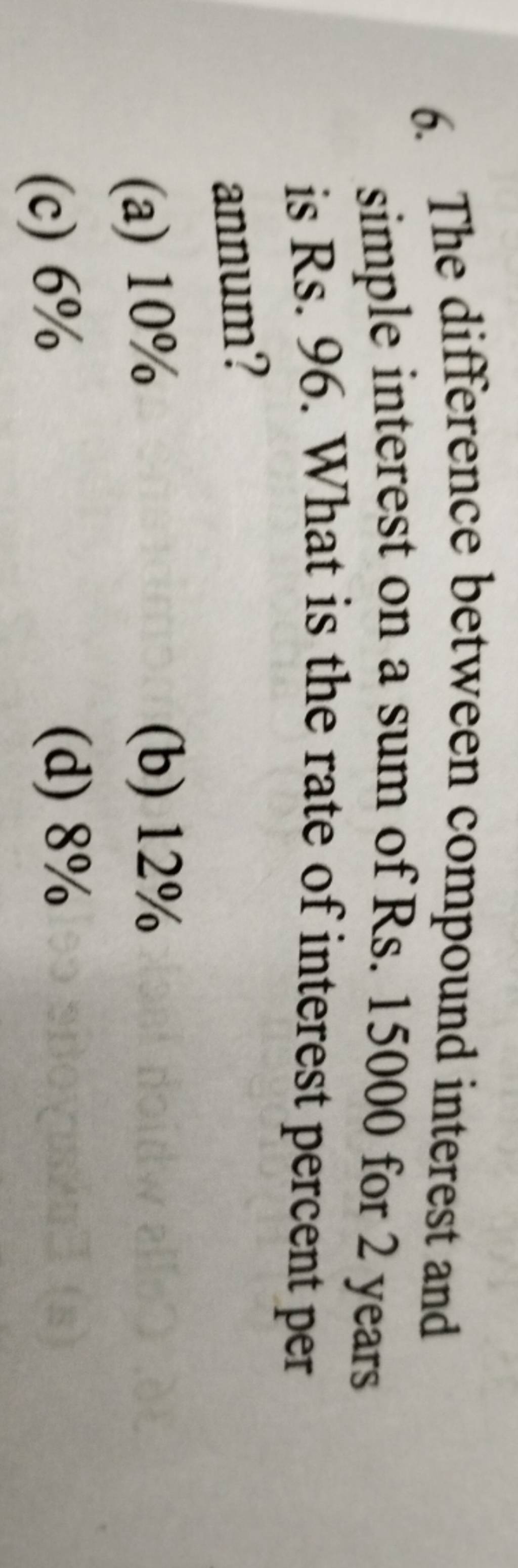 The difference between compound interest and simple interest on a sum of