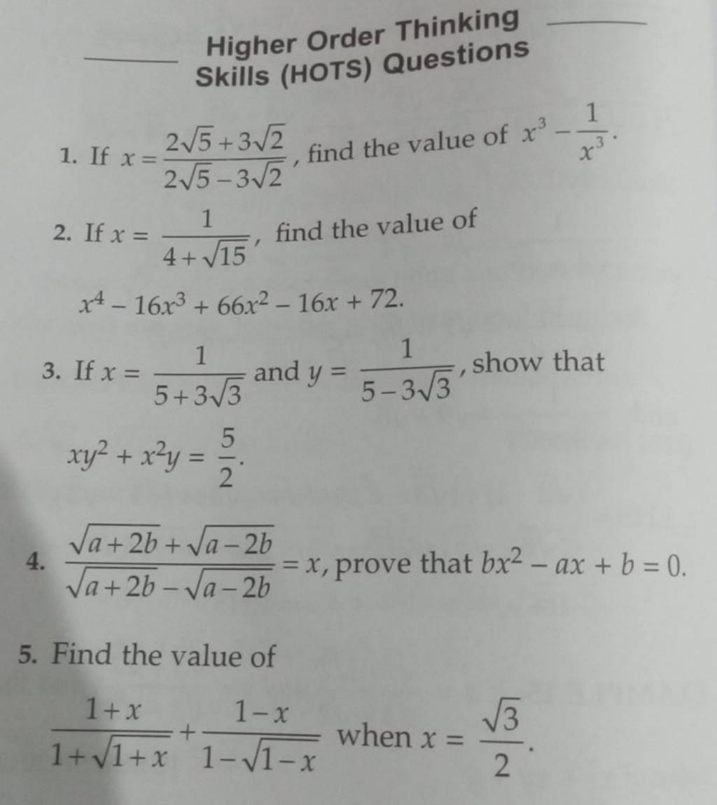 Higher Order Thinking Skills (HOTS) Questions | Filo