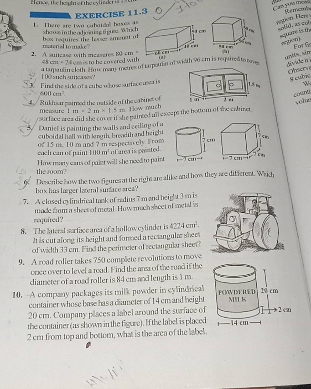 1. There are two cuboidal boxes as shown in the adjoining figure. Which b..