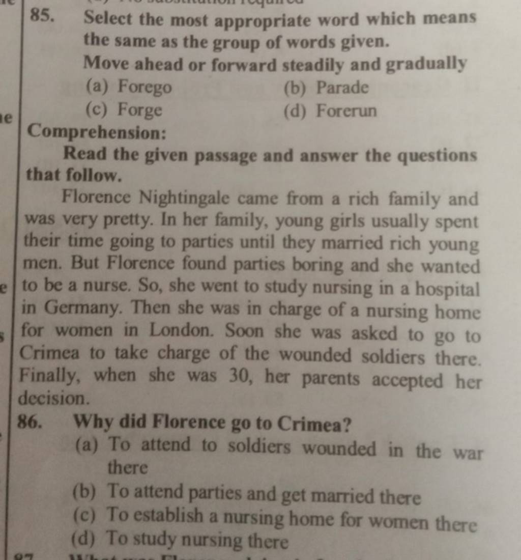 Comprehension: Read the given passage and answer the questions that follo..