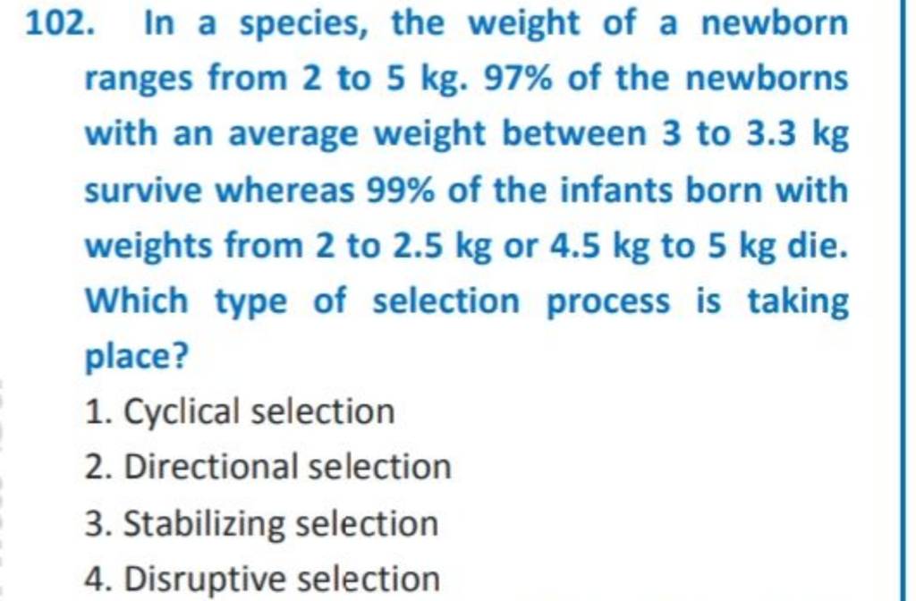 Stabilizing Selection Birth Weight