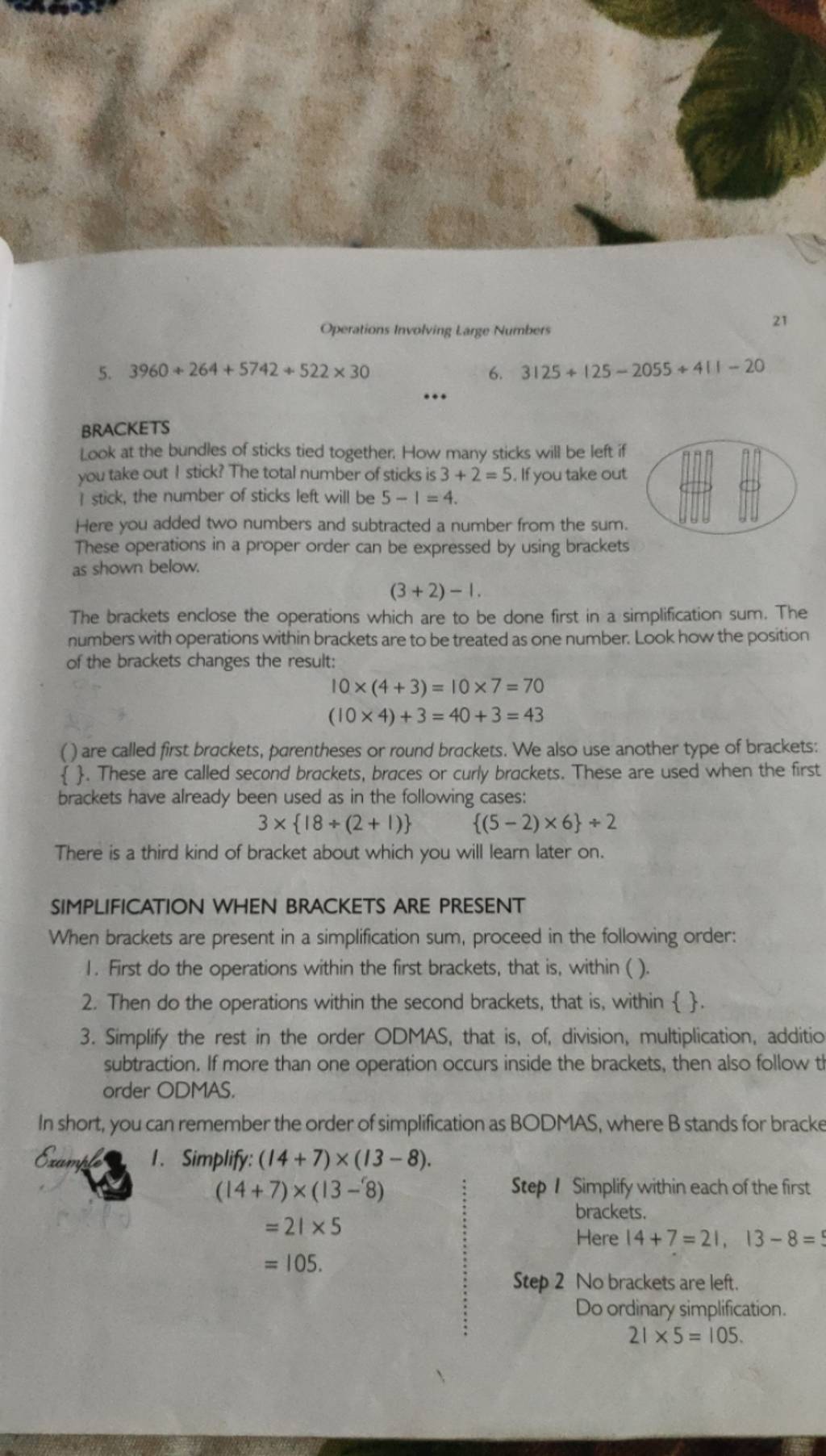 Operations Involving Large Numbers 21 5. 3960+264+5742+522×30 6. 3125+125..