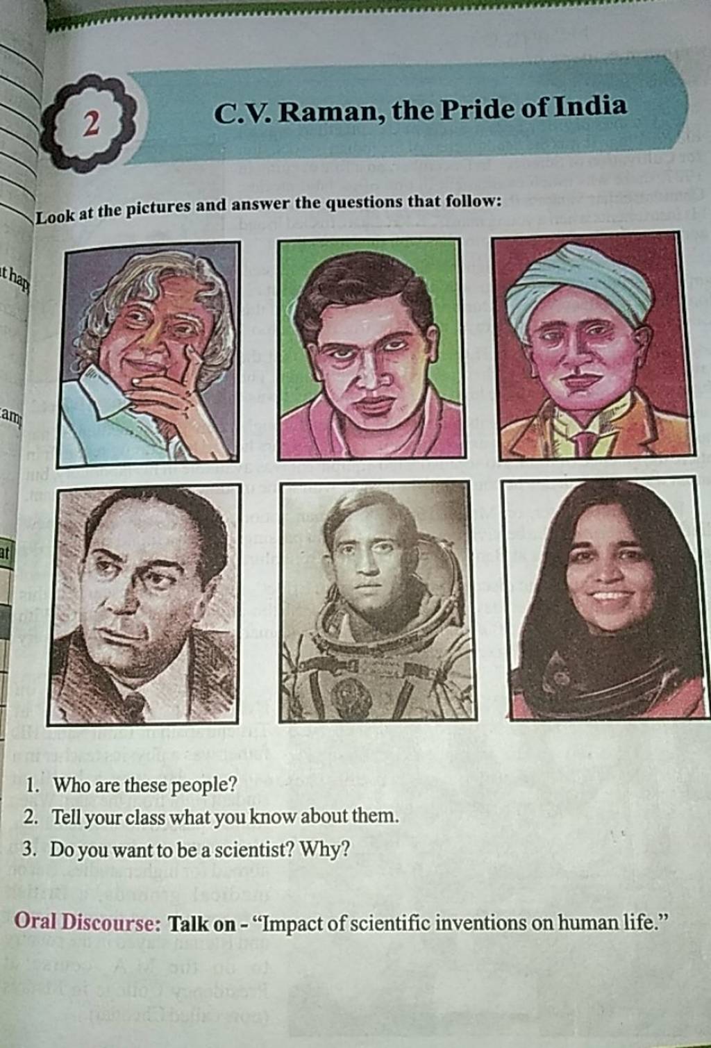 2 C.V. Raman, the Pride of India Look at the pictures and answer the ques..