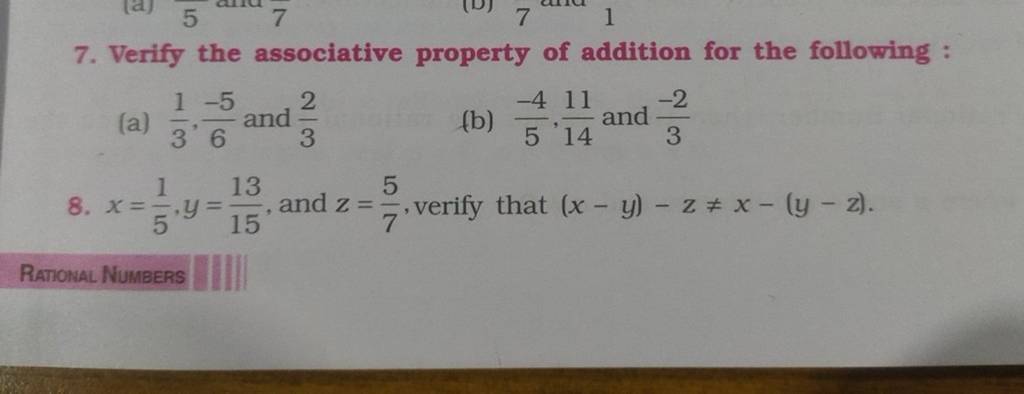 7. Verify the associative property of addition for the following : | Filo