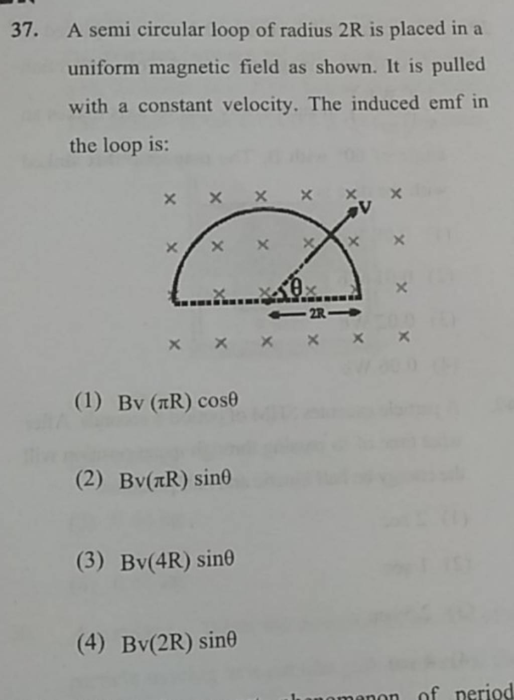 A semi circular loop of radius 2R is placed in a uniform magnetic field a..