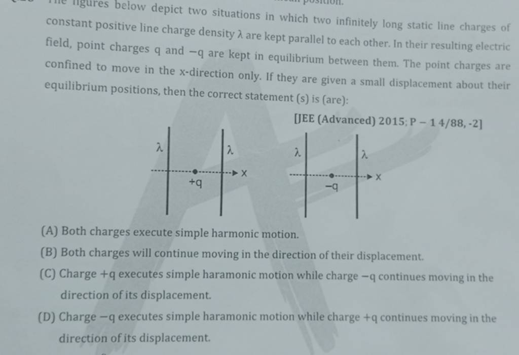situations in which two infinitely long static line charges of tharge den..