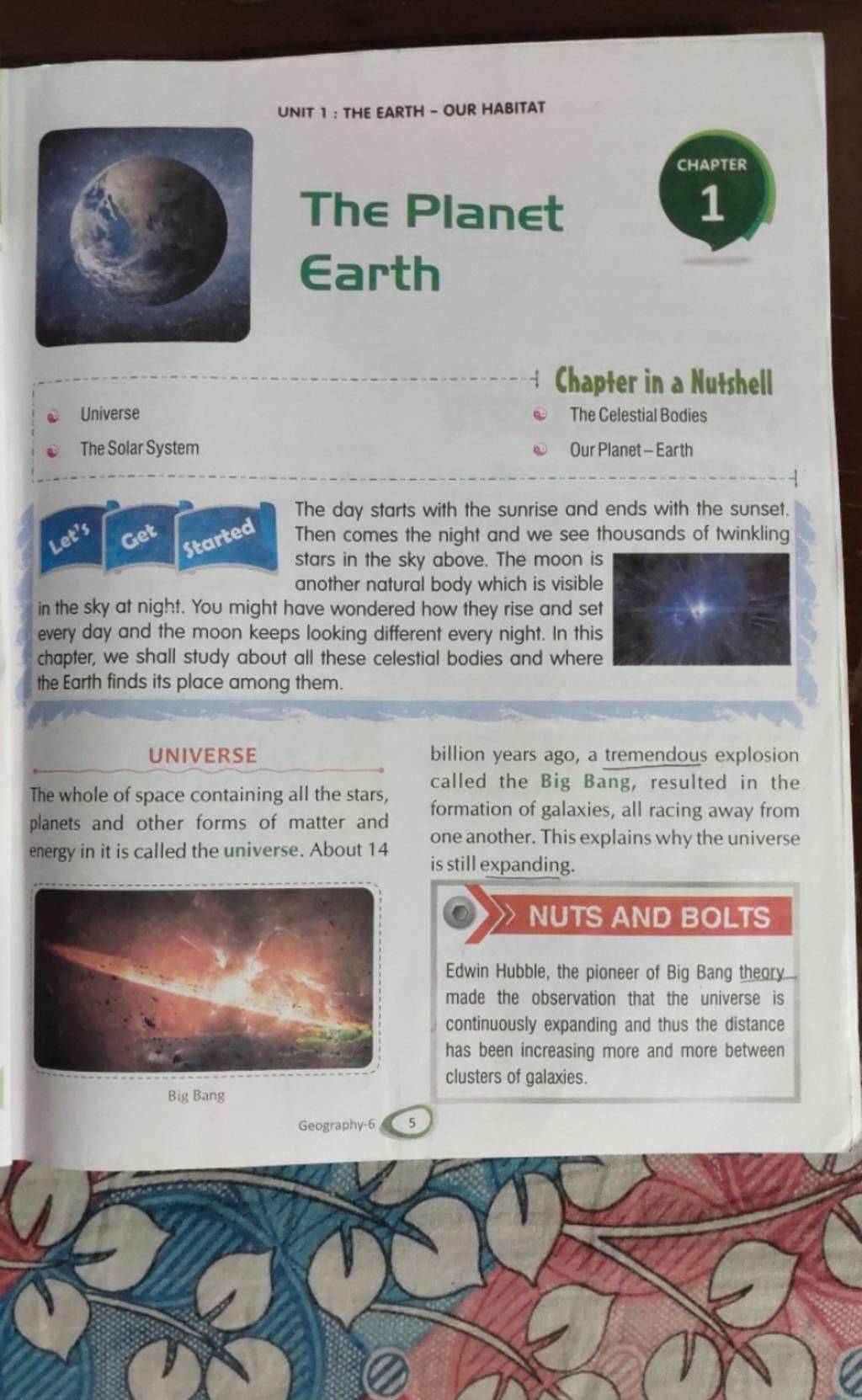 Universe The Solar System Let's Get Started UNIVERSE UNIT 1: THE EARTH OU..