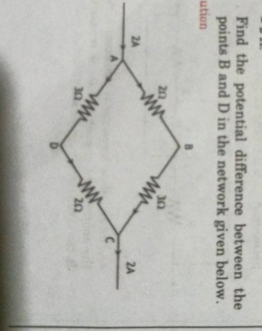 Find the potential difference between the points B and D in the network g..