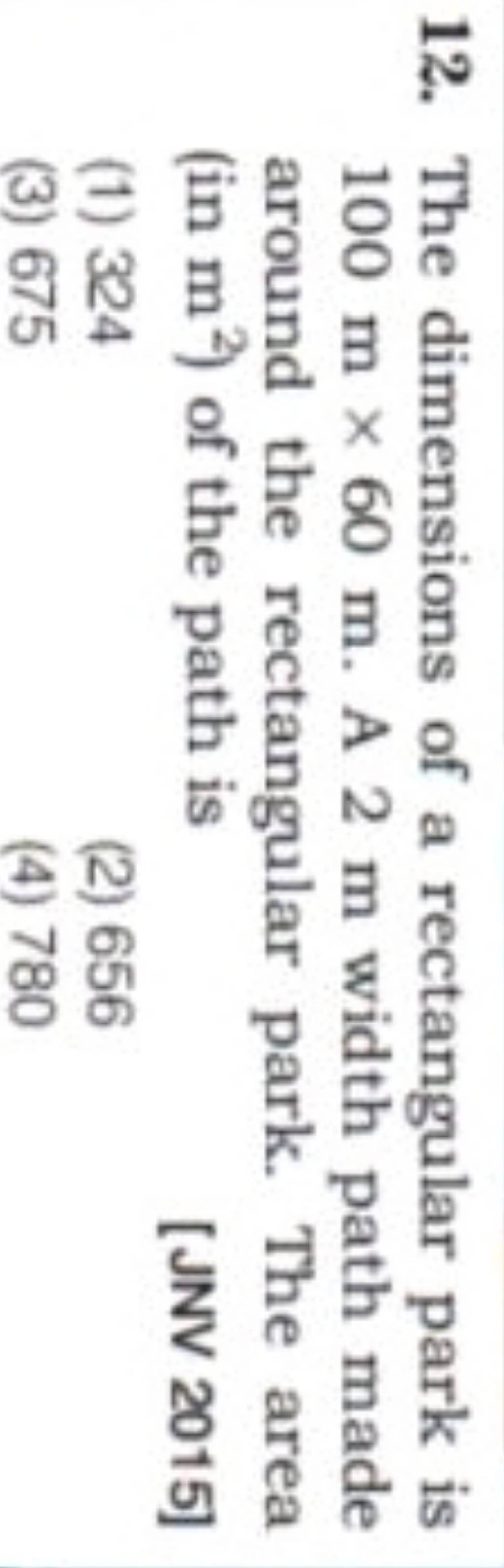 The dimensions of a rectangular park is 100 m×60 m. A 2 m width path made..