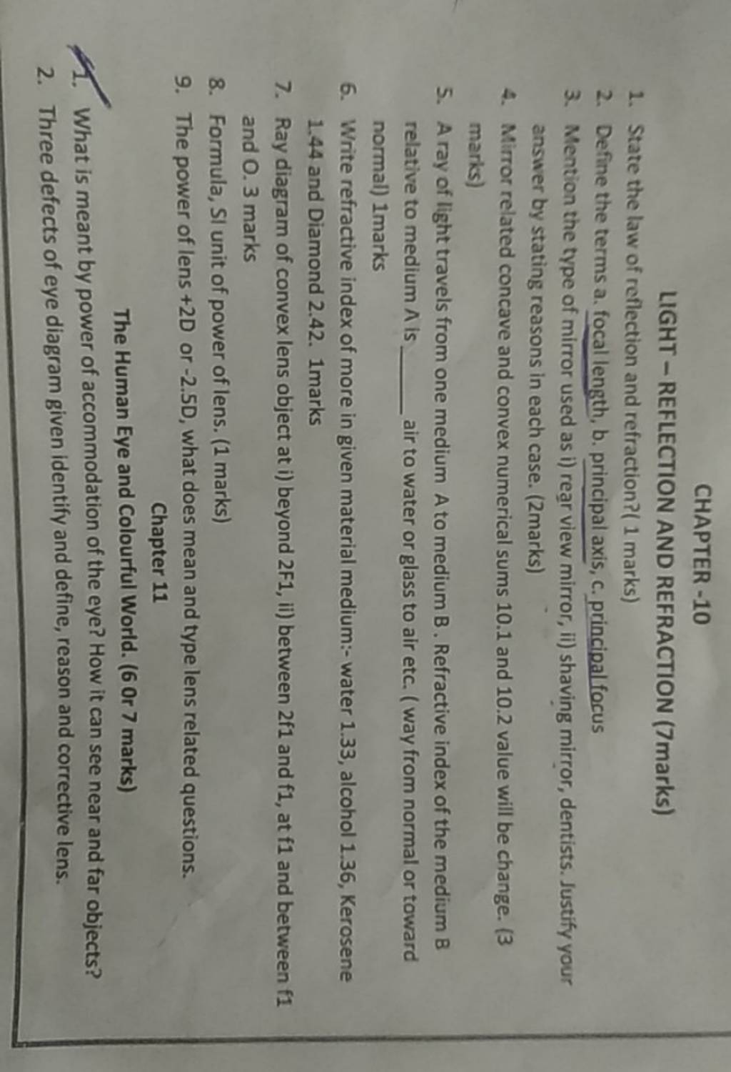 Ray diagram of convex lens object at i) beyond 2 F1, ii) between 2f1 and
