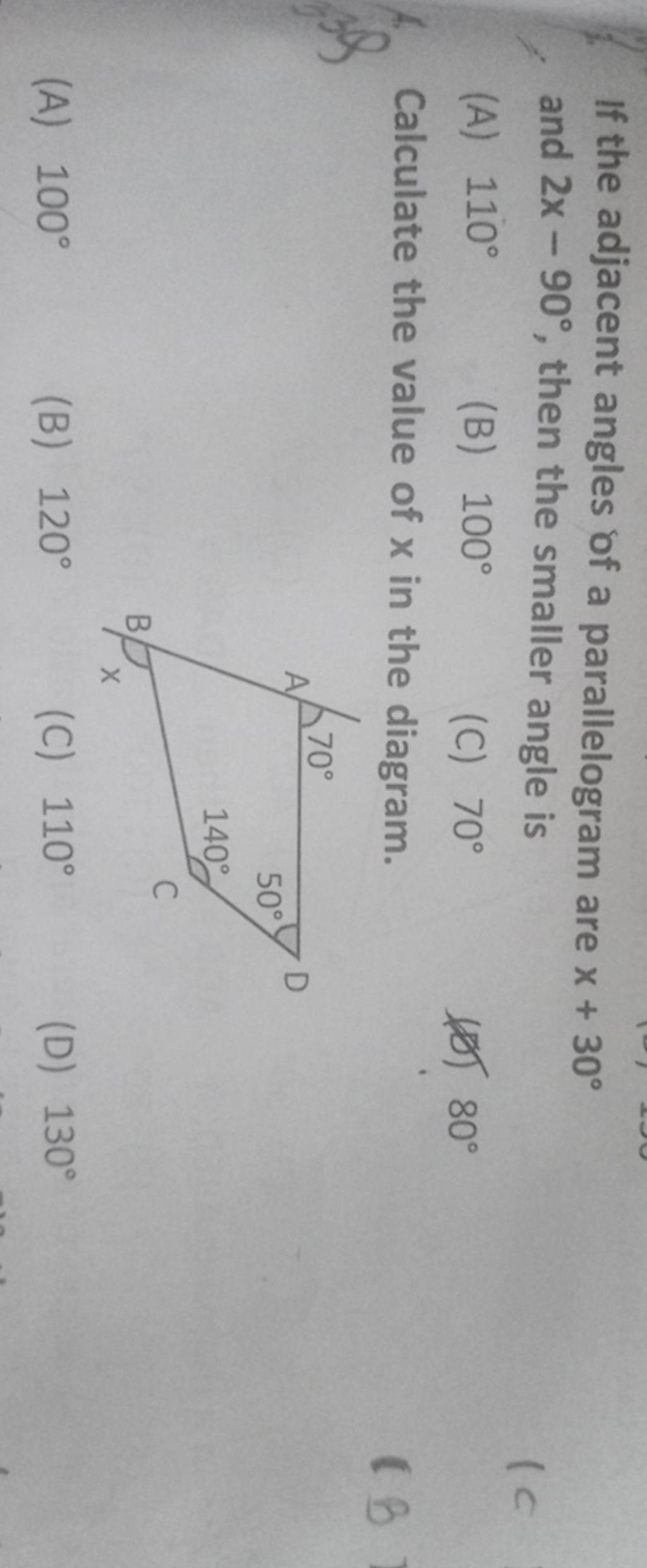 Calculate the value of x in the diagram. | Filo