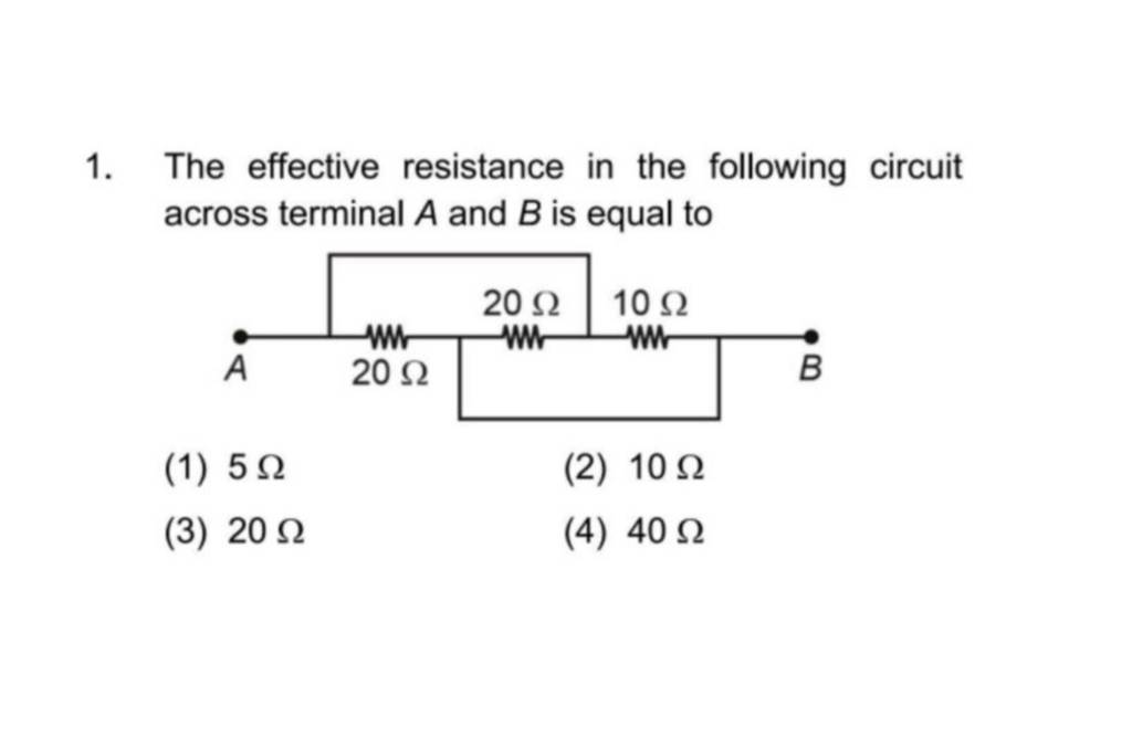 The effective resistance in the following circuit across terminal A and B..