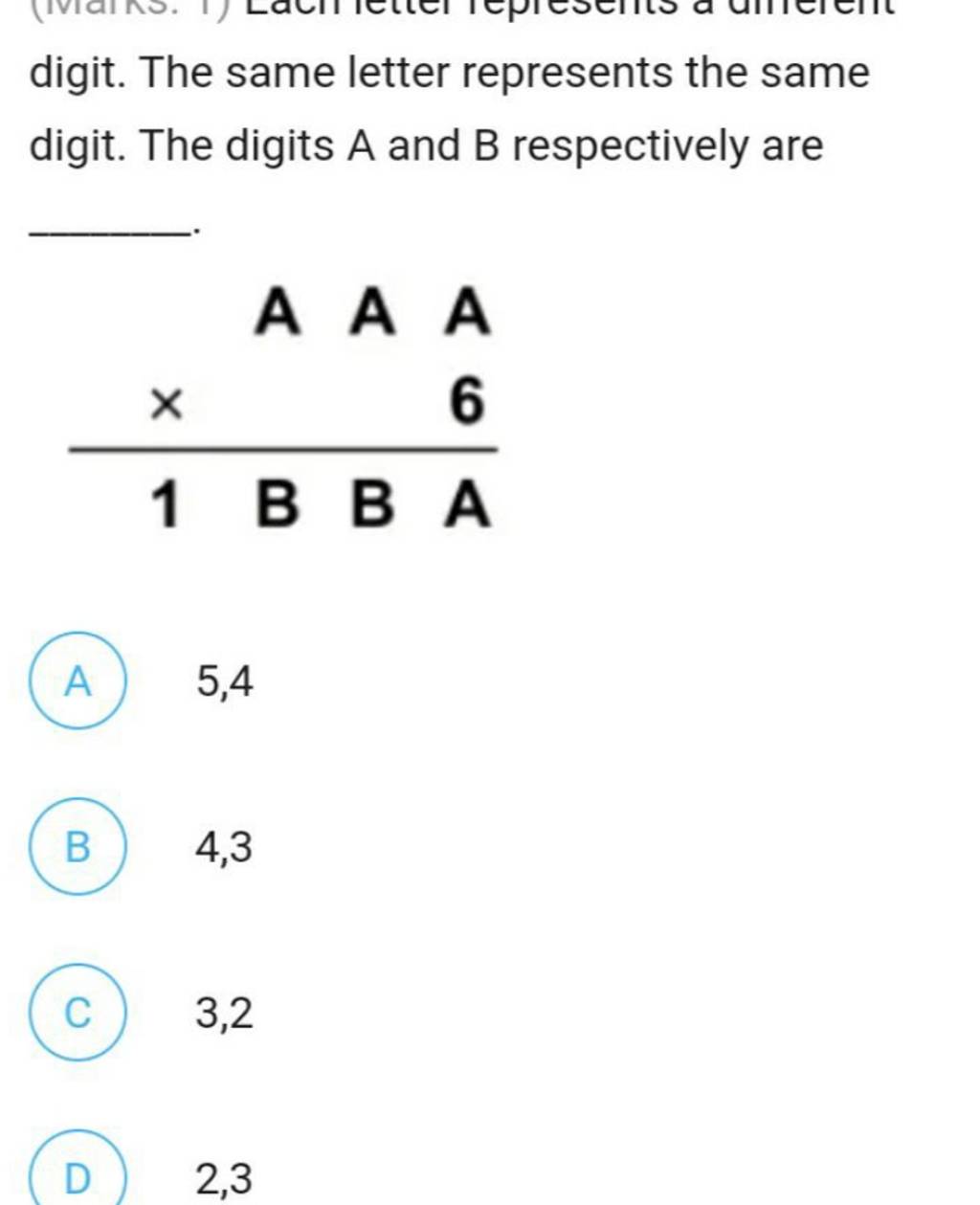 digit. The same letter represents the same digit. The digits A and B resp..