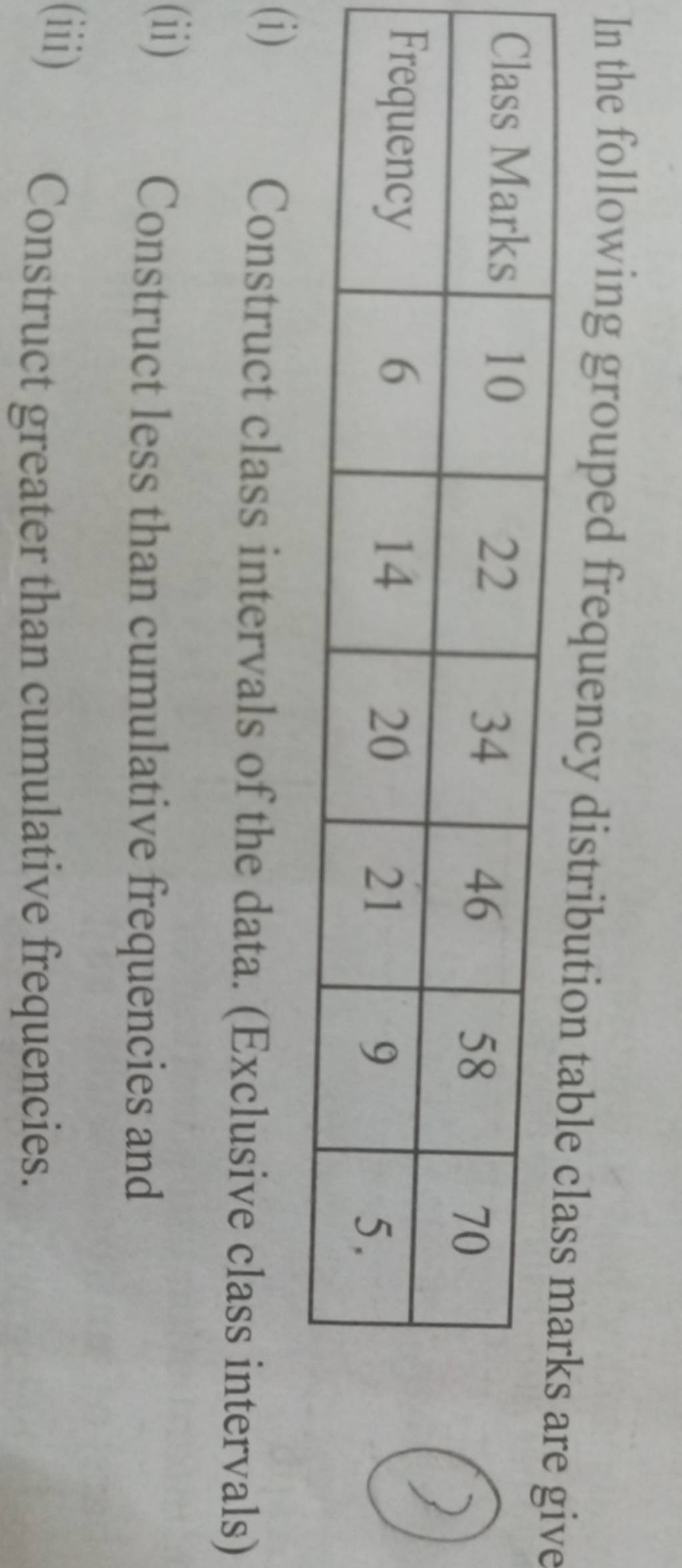 In the following grouped frequency distribution table class marks are giv..