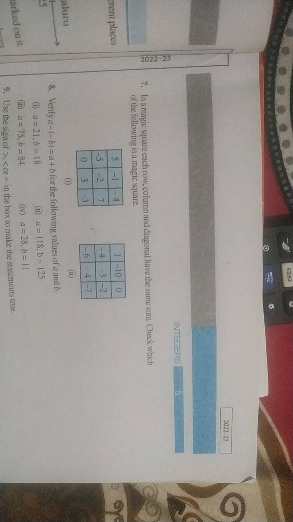 In A Magic Square Each Row Column And Diagonal Have The Same Sum Check