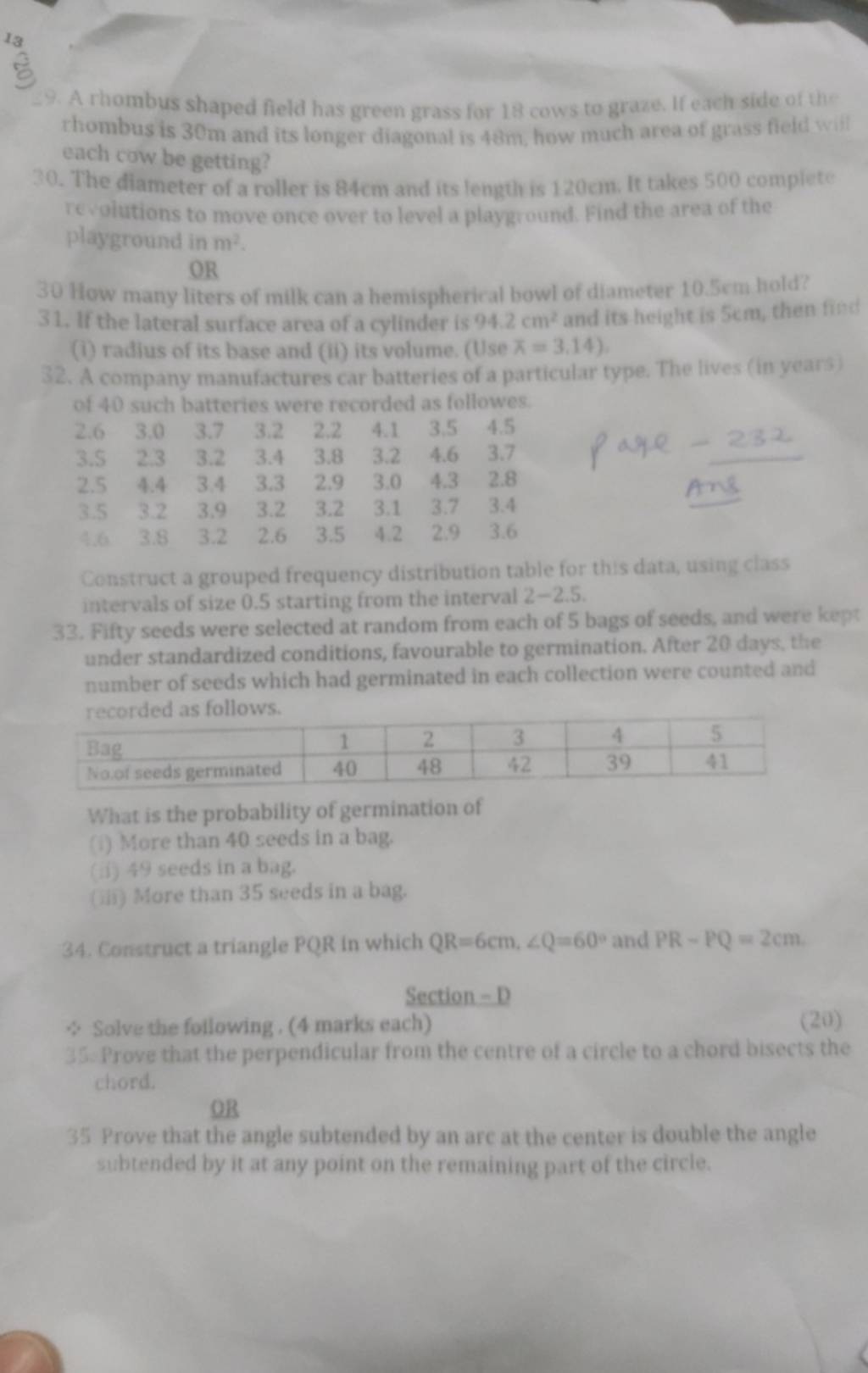 7. A rhombus shaped field has green grass for 18 cows to graze. If each s..
