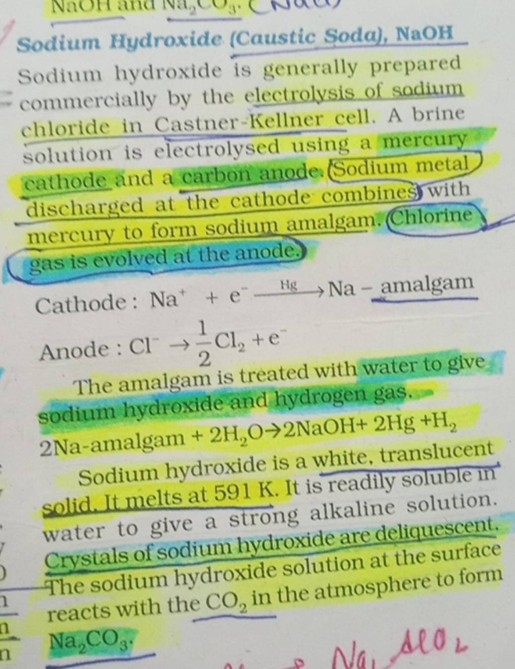 Sodium Hydroxide (Caustic Soda), NaOH Sodium hydroxide is generally prepa..