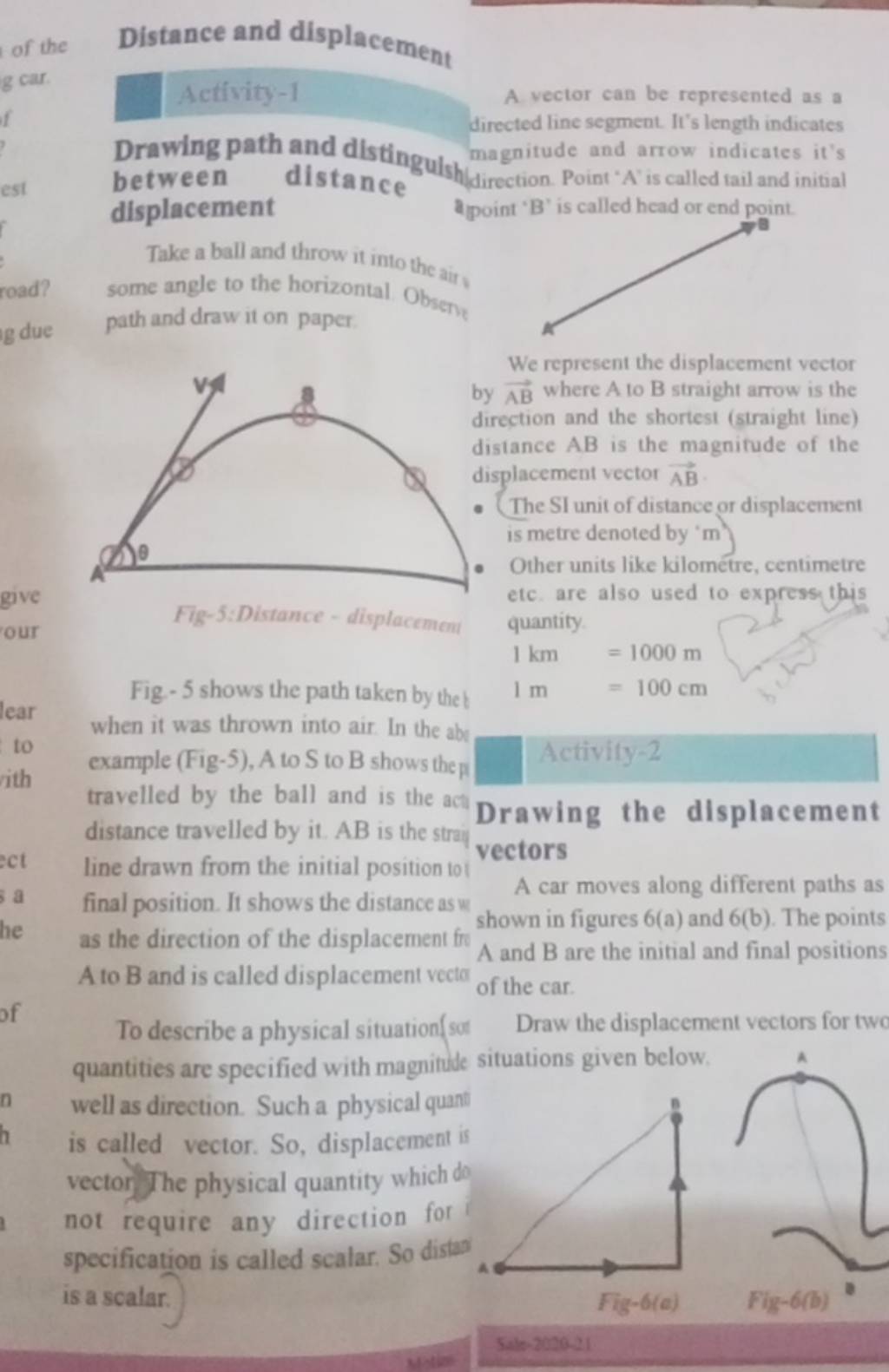 Distance and displacement Activity-1 A vector can be represented as a Dra..