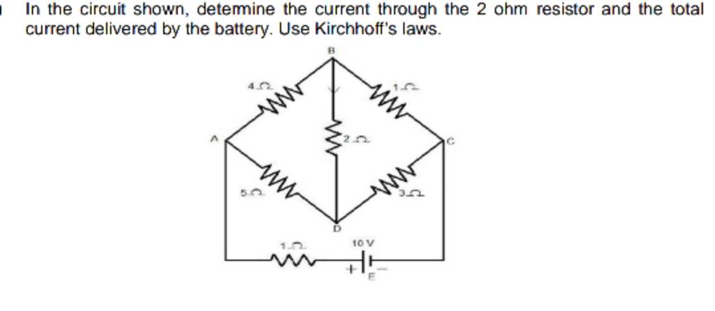 In the circuit shown, detemine the current through the 2ohm resistor and