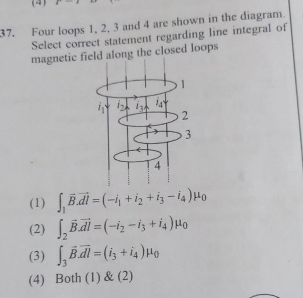 Four Loops 1 2 3 And 4 Are Shown In The Diagram Select Correct Statement