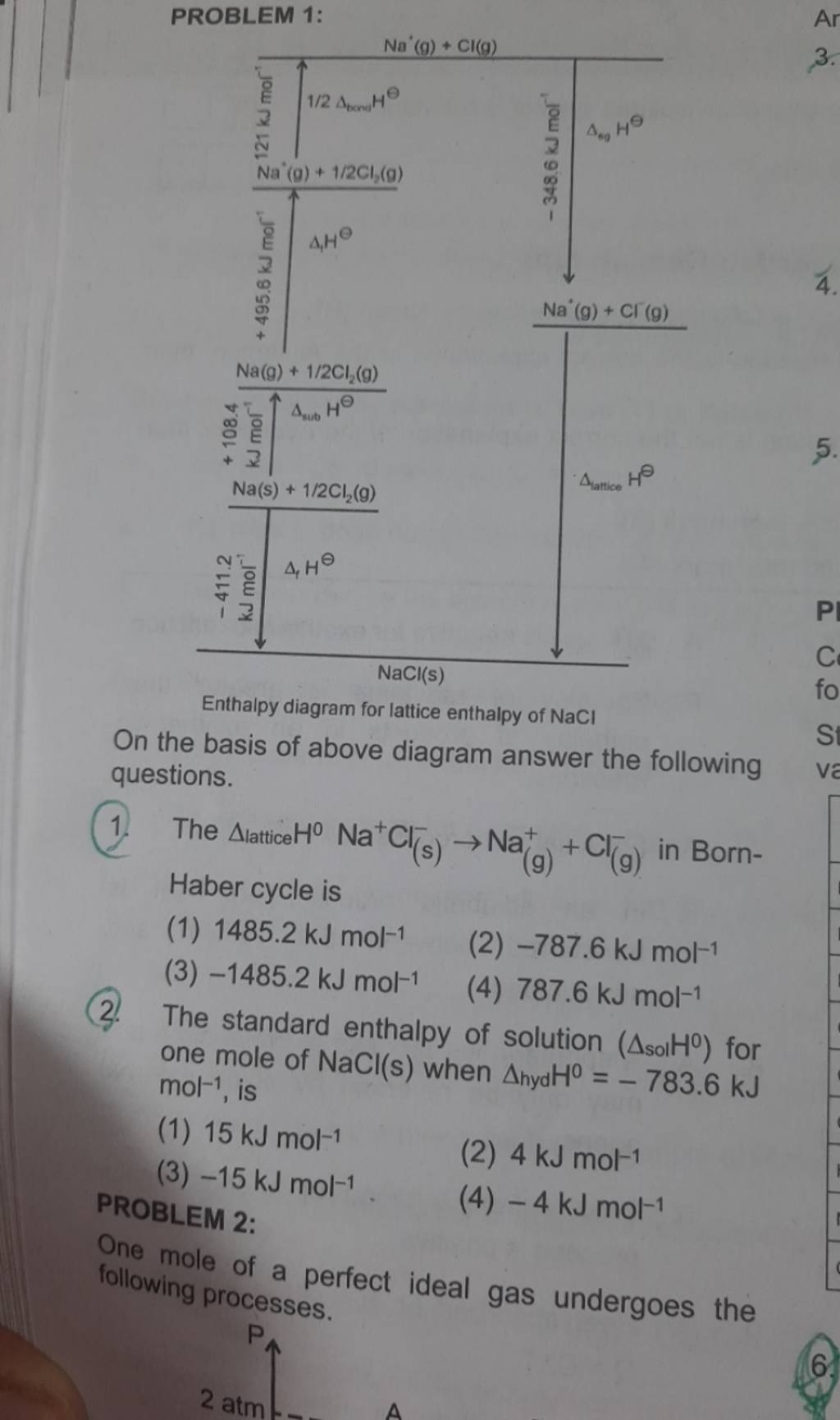 Problem 1 Enthalpy Diagram For Lattice Enthalpy Of Nacl On The Basis Of