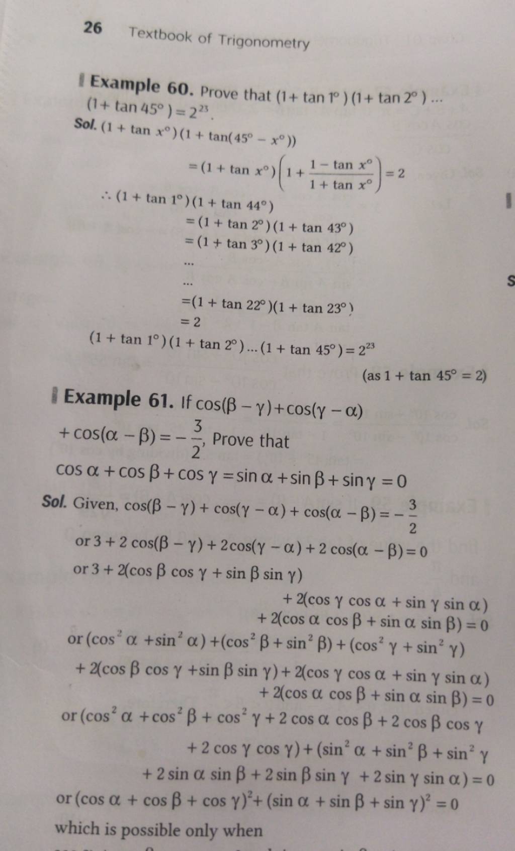 26 Textbook of Trigonometry Example 60. Prove that (1+tan1∘)(1+tan2∘)… (1..