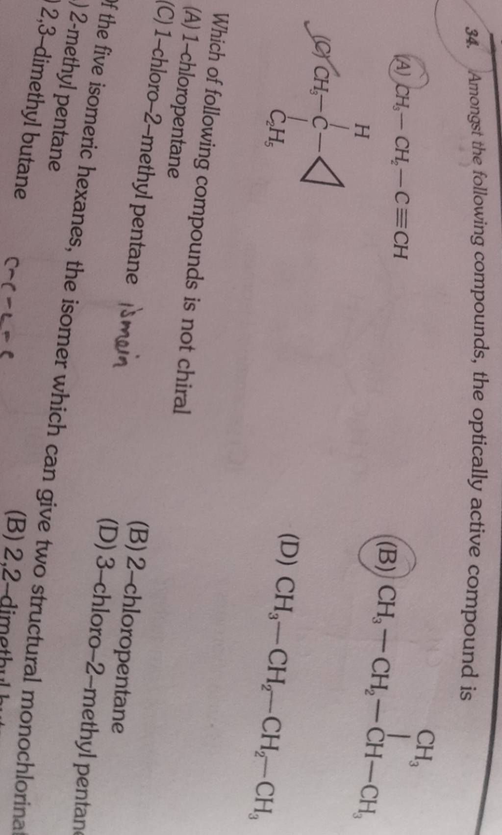 Amongst The Following Compounds The Optically Active Compound Is Filo