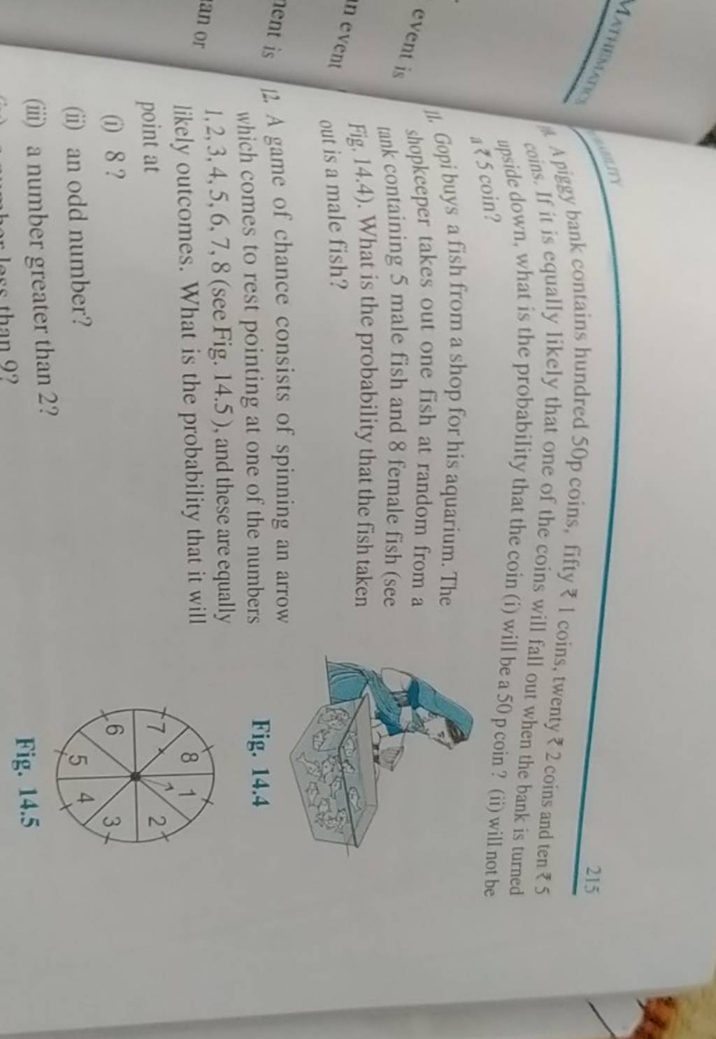 (3) A piggy bank contains hundred 50p coins, fifty ₹ 1 coins, twenty ₹ 2