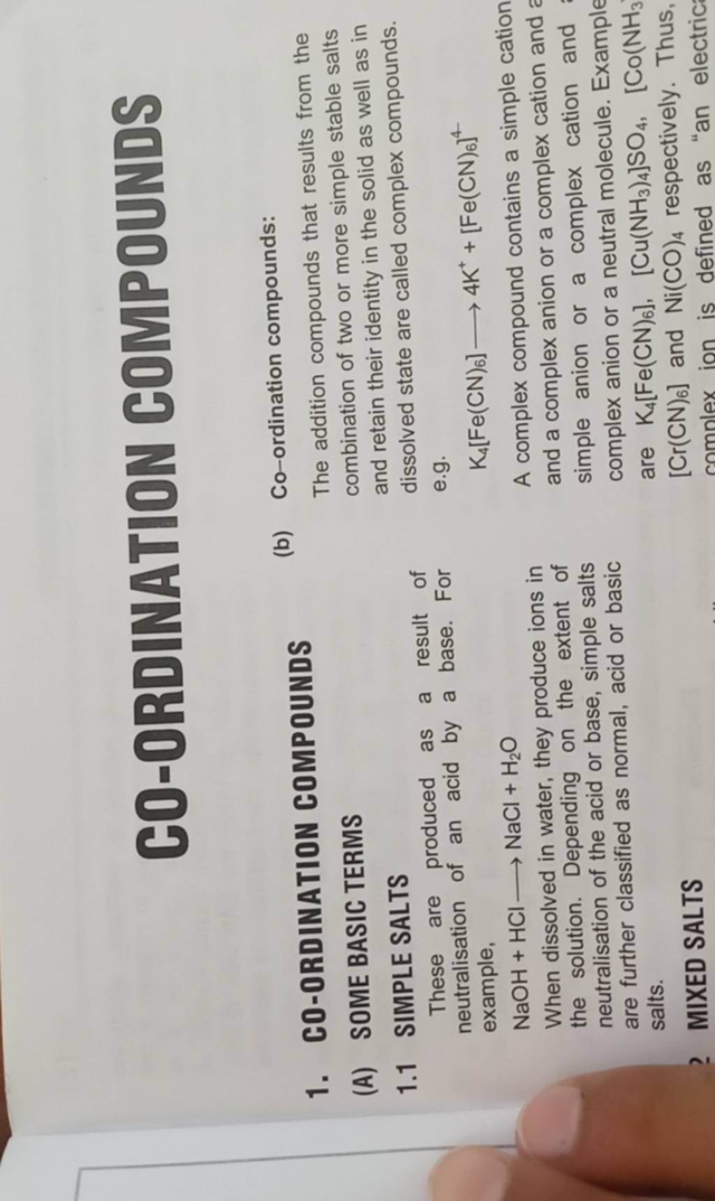 CO-ORDINATION COMPOUNDS 1. CO-ORDINATION COMPOUNDS (b) Co-ordination comp..