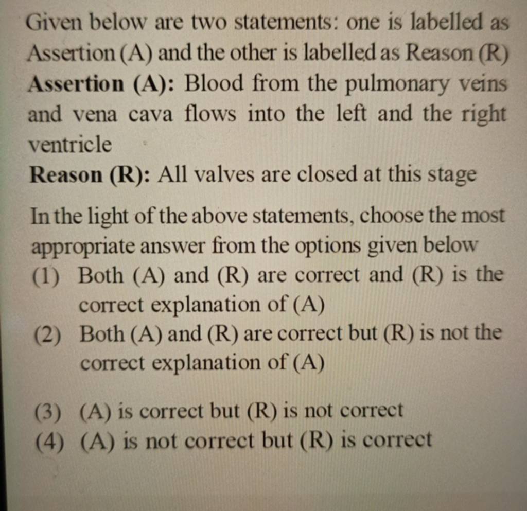 Given Below Are Two Statements One Is Labelled As Assertion A And The
