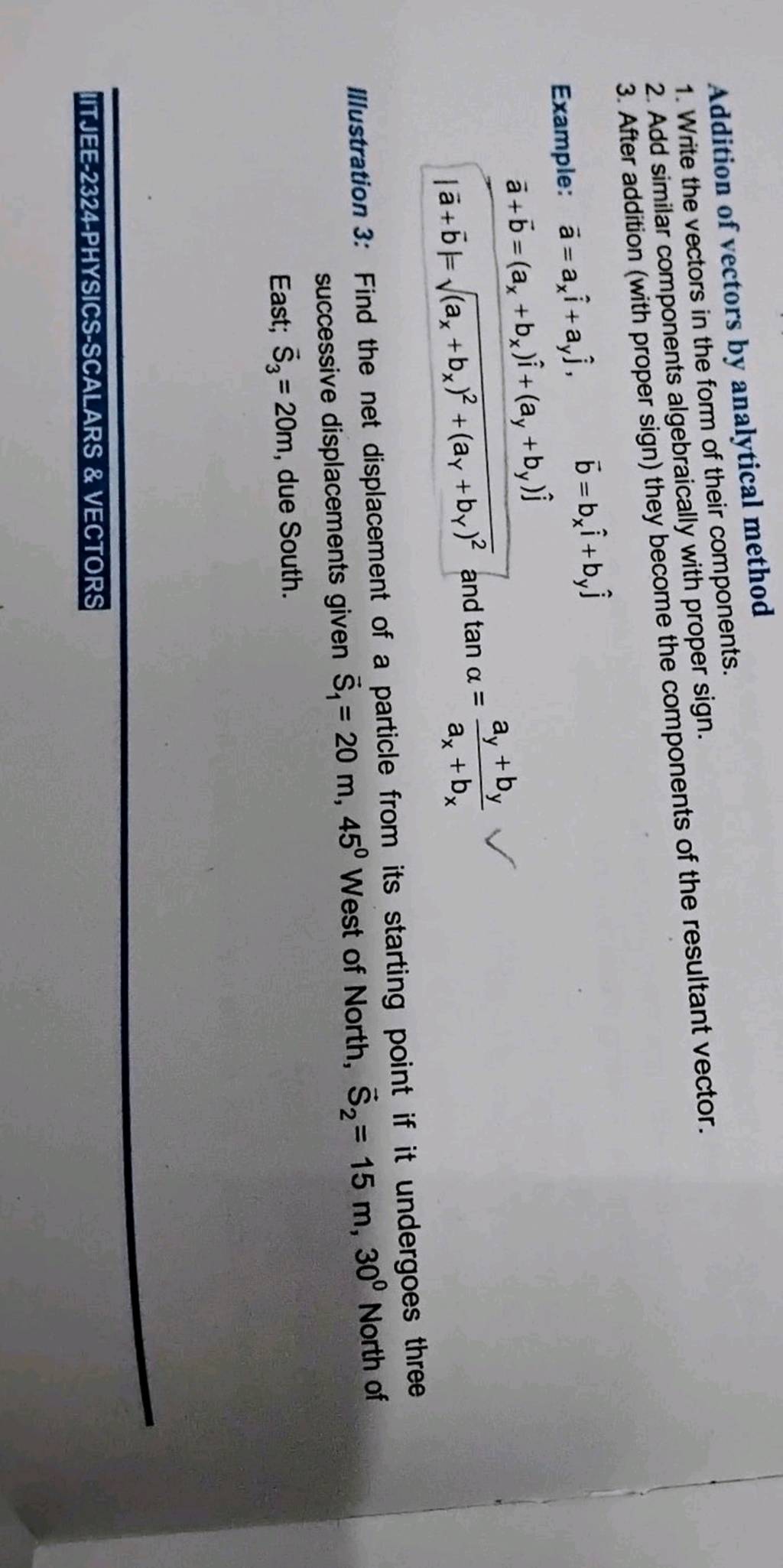Addition of vectors by analytical method 1. Write the vectors in the form.. Addition of vectors by analytical method 1. Write the vectors in the form..